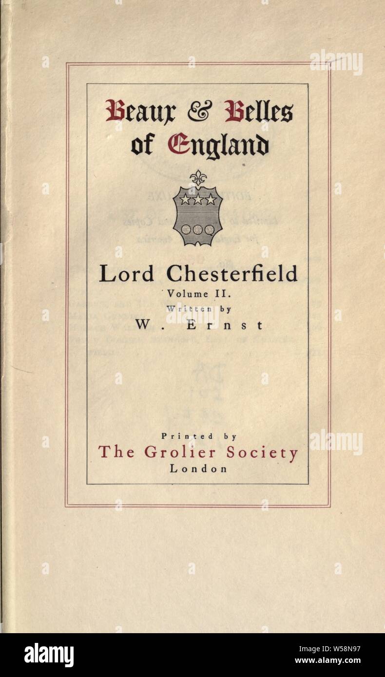 Lord Chesterfield : Ernst Browning, William, b. 1830 Stock Photo - Alamy