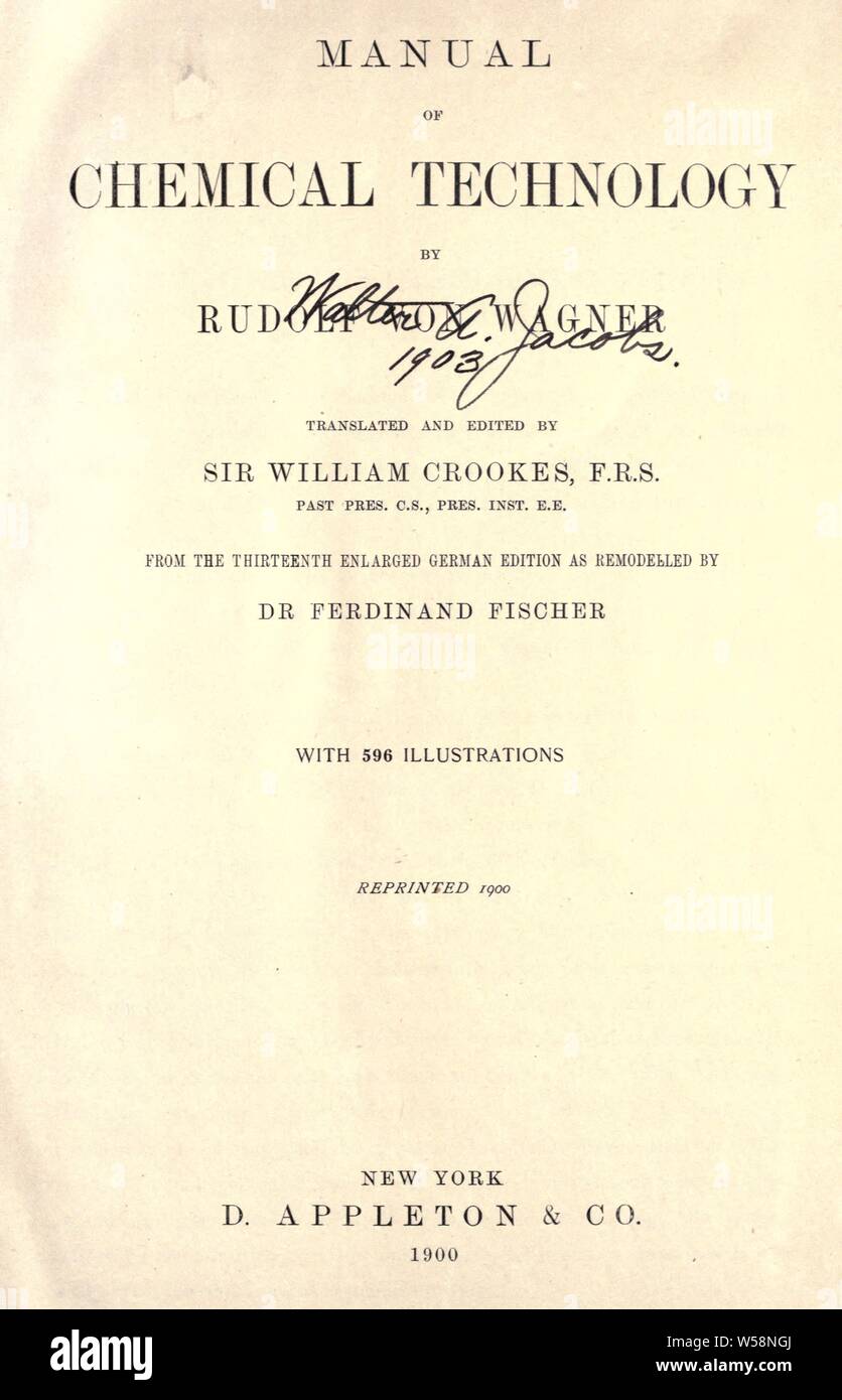 Manual of chemical technology : Wagner, Johannes Rudolf, 1822-1880 ...