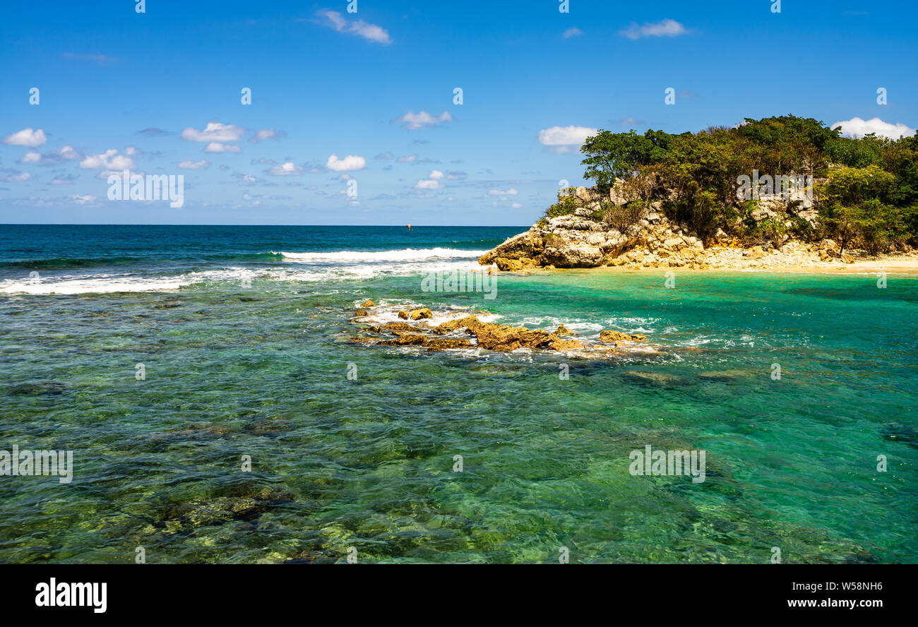 Idyllic beach in Labadee Island, Haiti. Exotic wild tropical beach with ...
