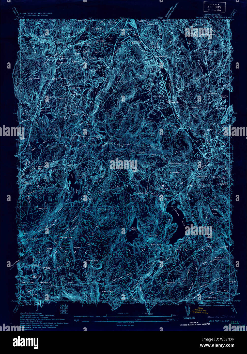 Massachusetts USGS Historical Topo Map MA Millbury 350293 1935 24000 ...