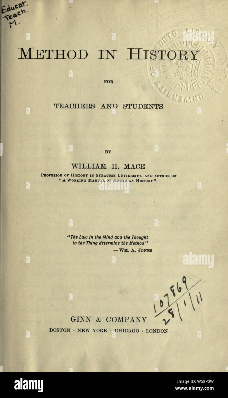 Method in history : Mace, William Harrison Stock Photo - Alamy