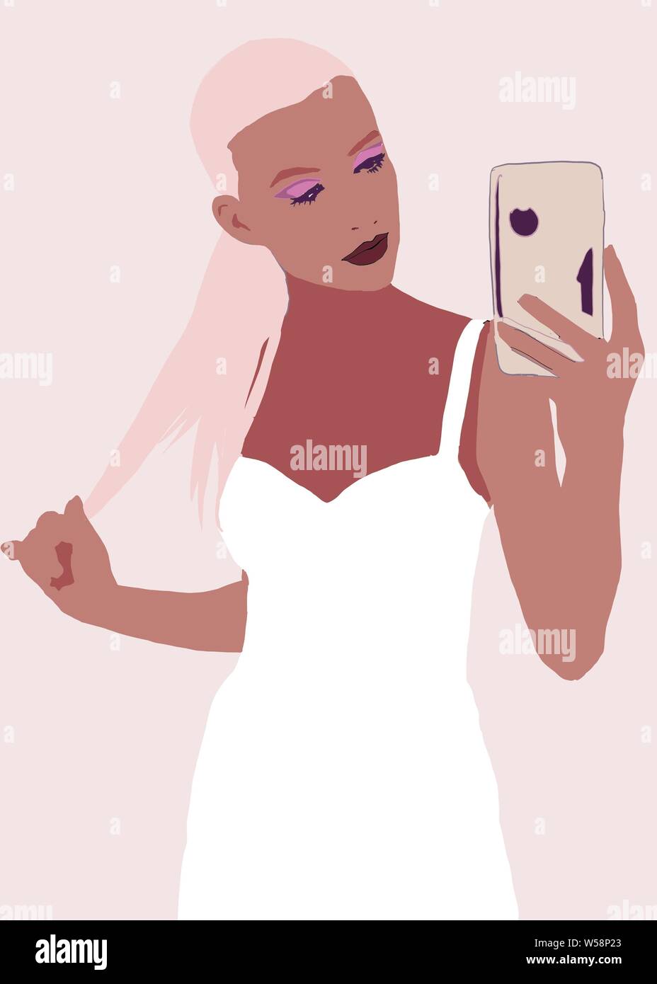 Illustration Make up on different races of trendy girl or women ...