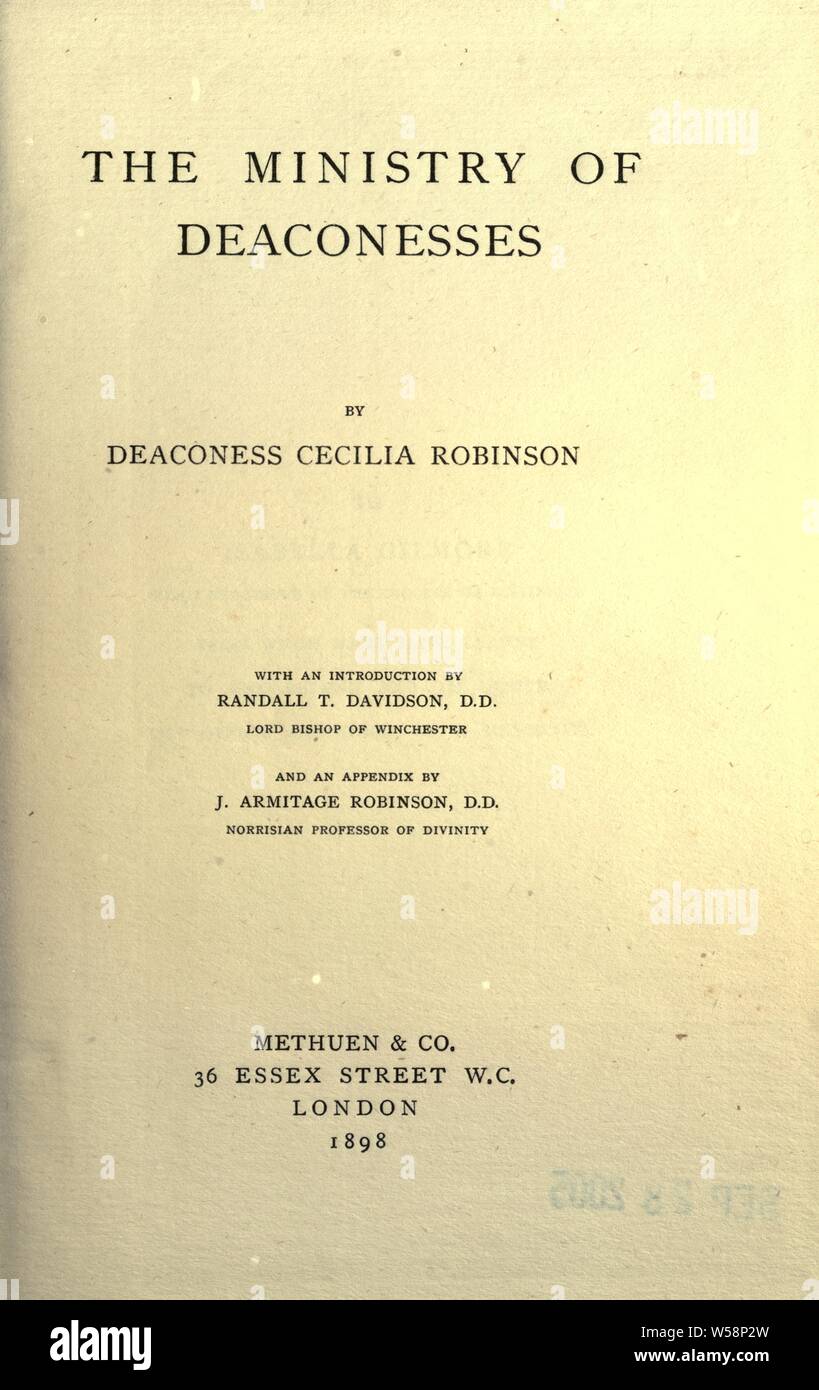 The ministry of deaconesses : Robinson, Cecilia Stock Photo - Alamy