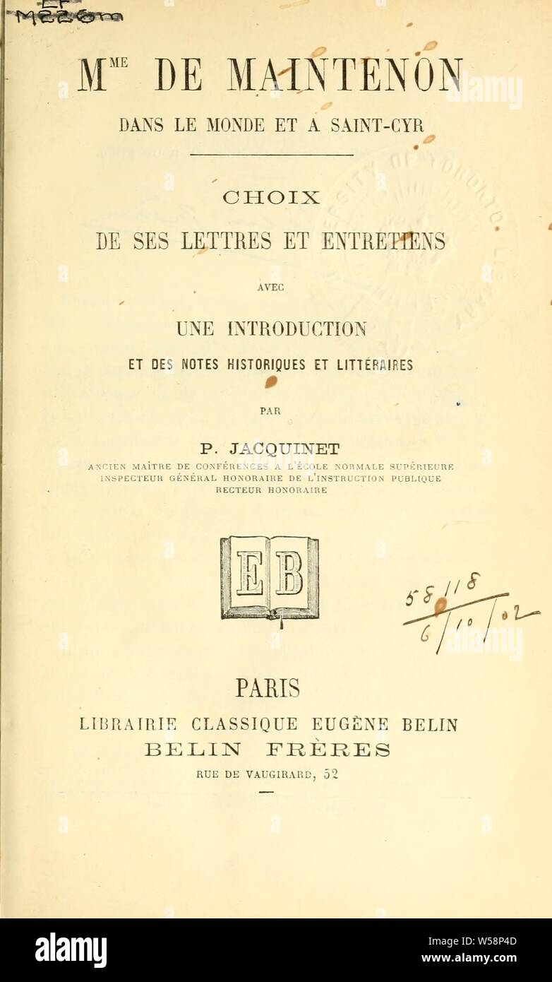 Mme lettres hi-res stock photography and images - Alamy