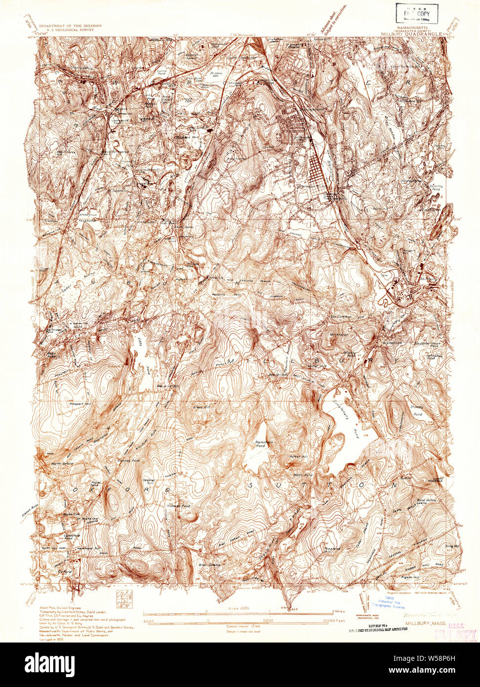 Massachusetts USGS Historical Topo Map MA Millbury 350293 1935 24000 ...