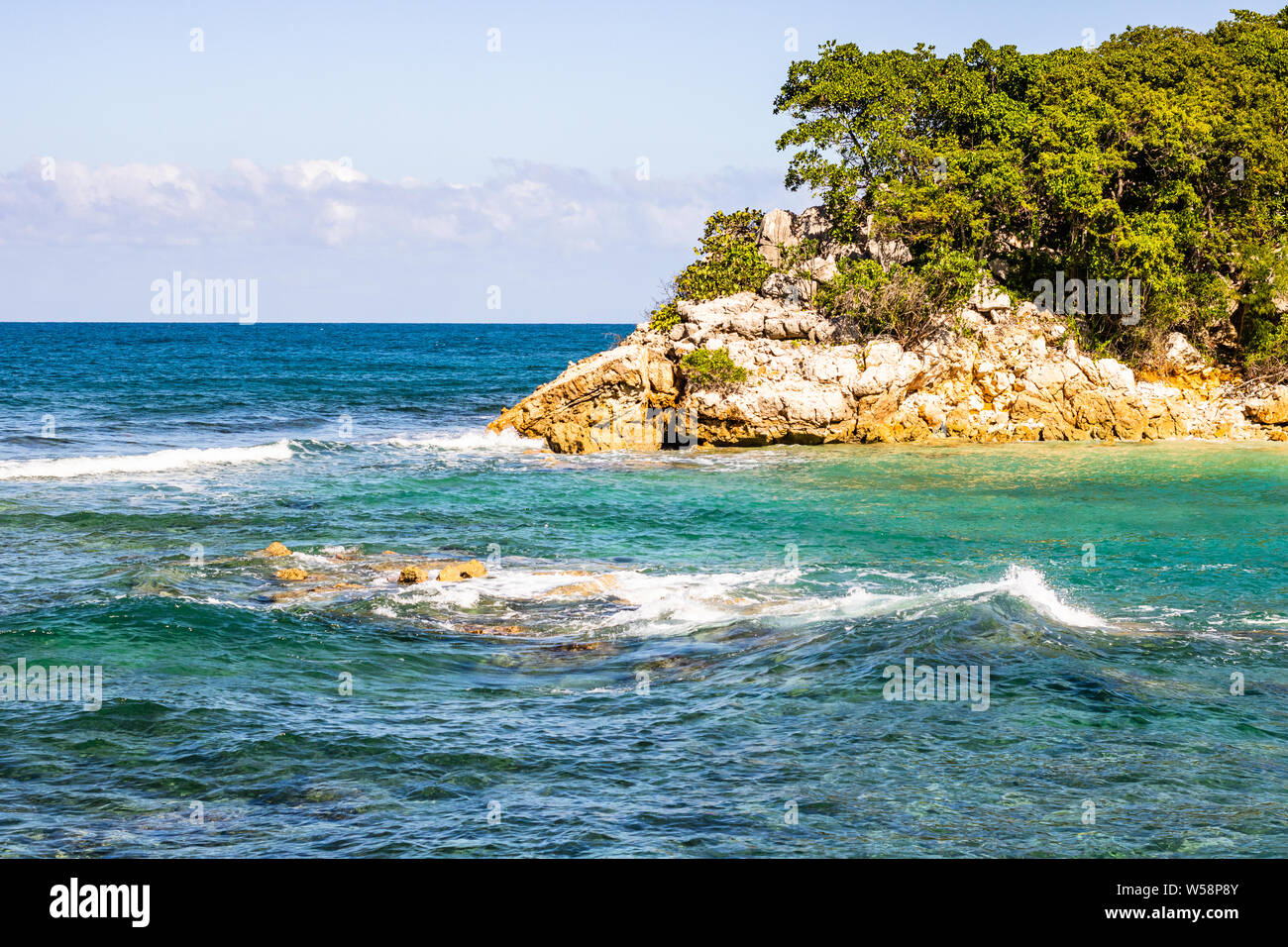 Idyllic beach in Labadee Island, Haiti. Exotic wild tropical beach with ...