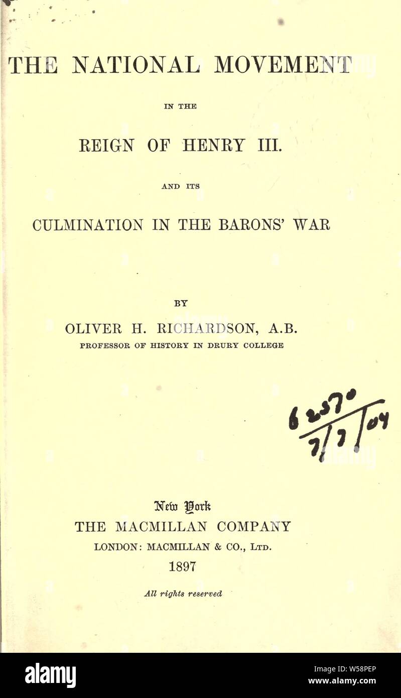 The national movement in the reign of Henry III and its culmination in ...