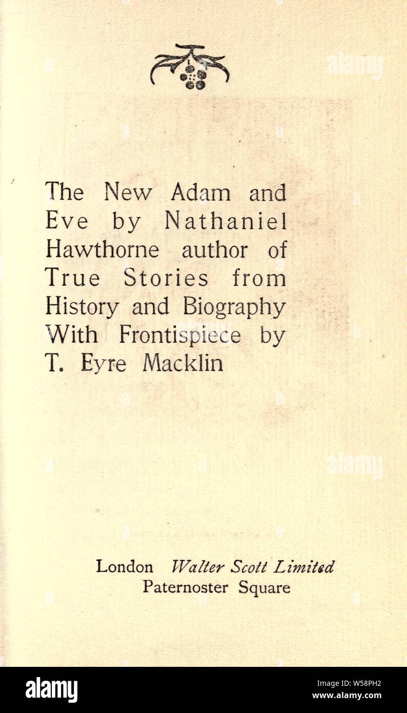 The new Adam and Eve : Hawthorne, Nathaniel, 1804-1864 Stock Photo - Alamy