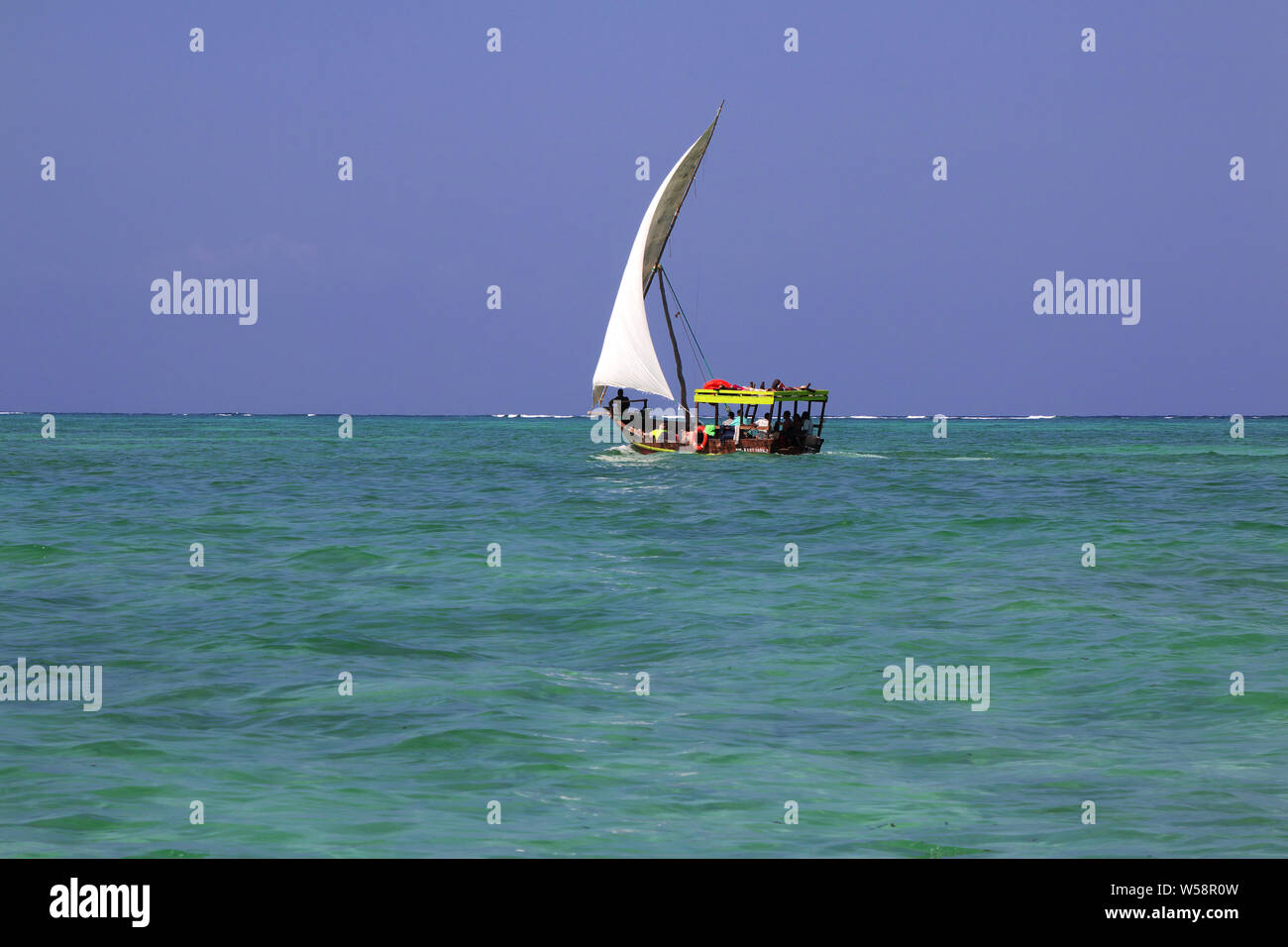 Boat in Indian ocean of Zanzibar, Tanzania Stock Photo - Alamy