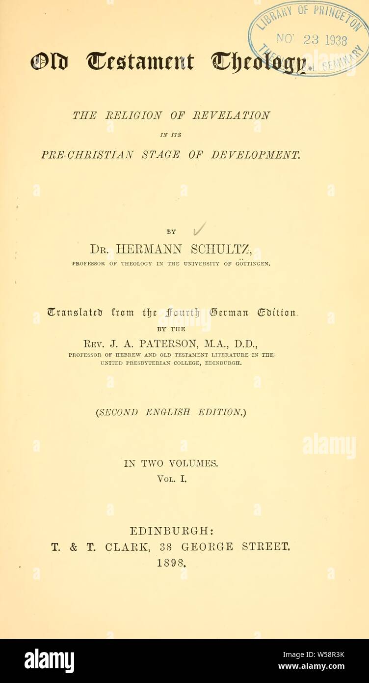 Old testament theology ; The religion of revelation in its pre ...