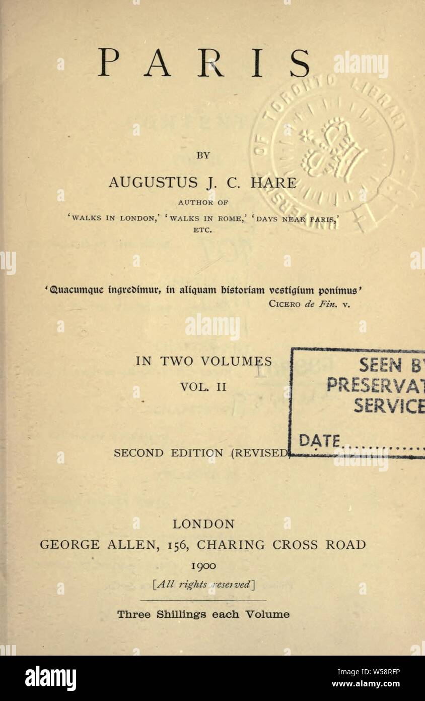 Paris : Hare, Augustus J. C. (Augustus John Cuthbert), 1834-1903 Stock ...