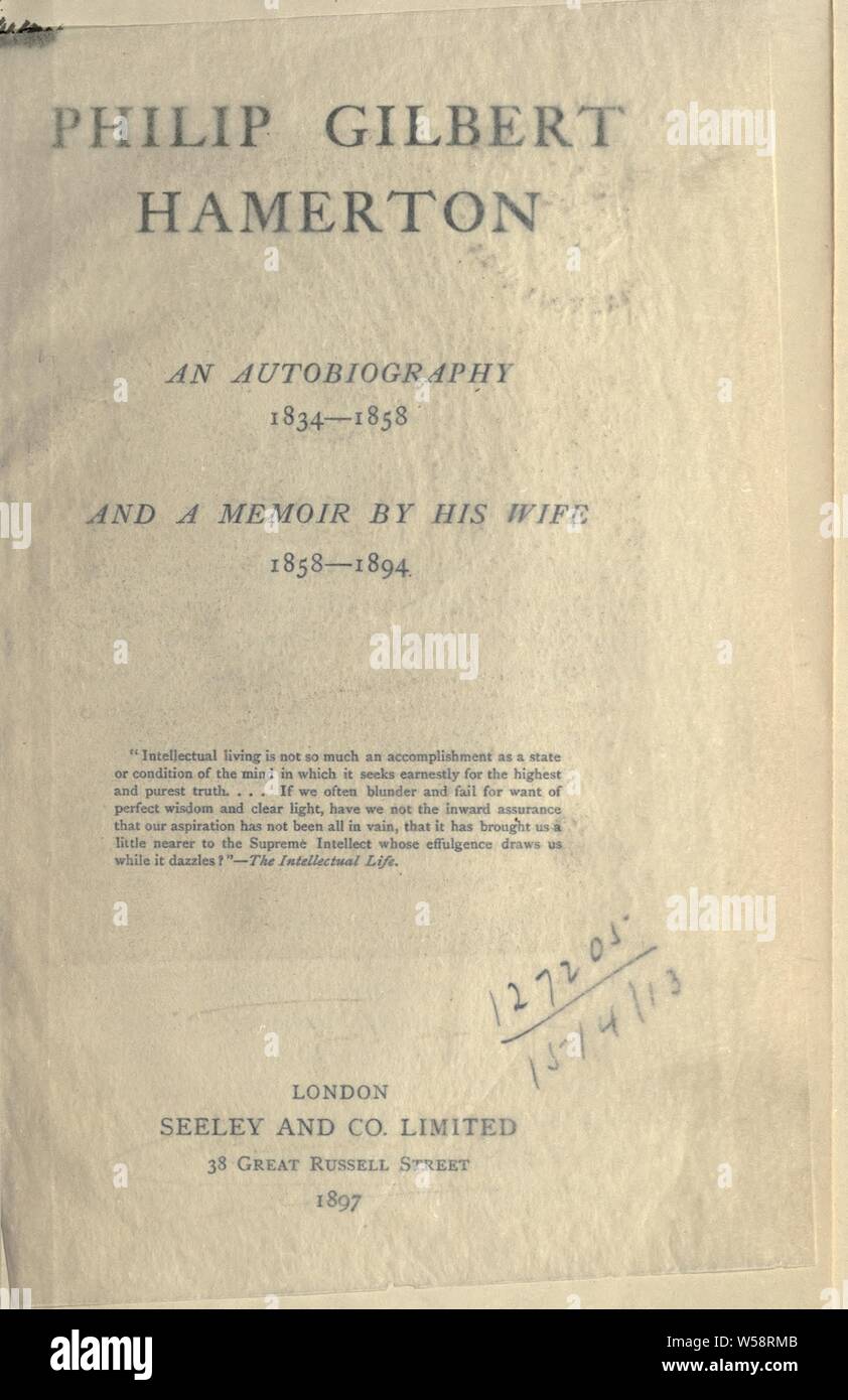 Philip Gilbert Hamerton : an autobiography, 1834-1858, and a memoir by ...