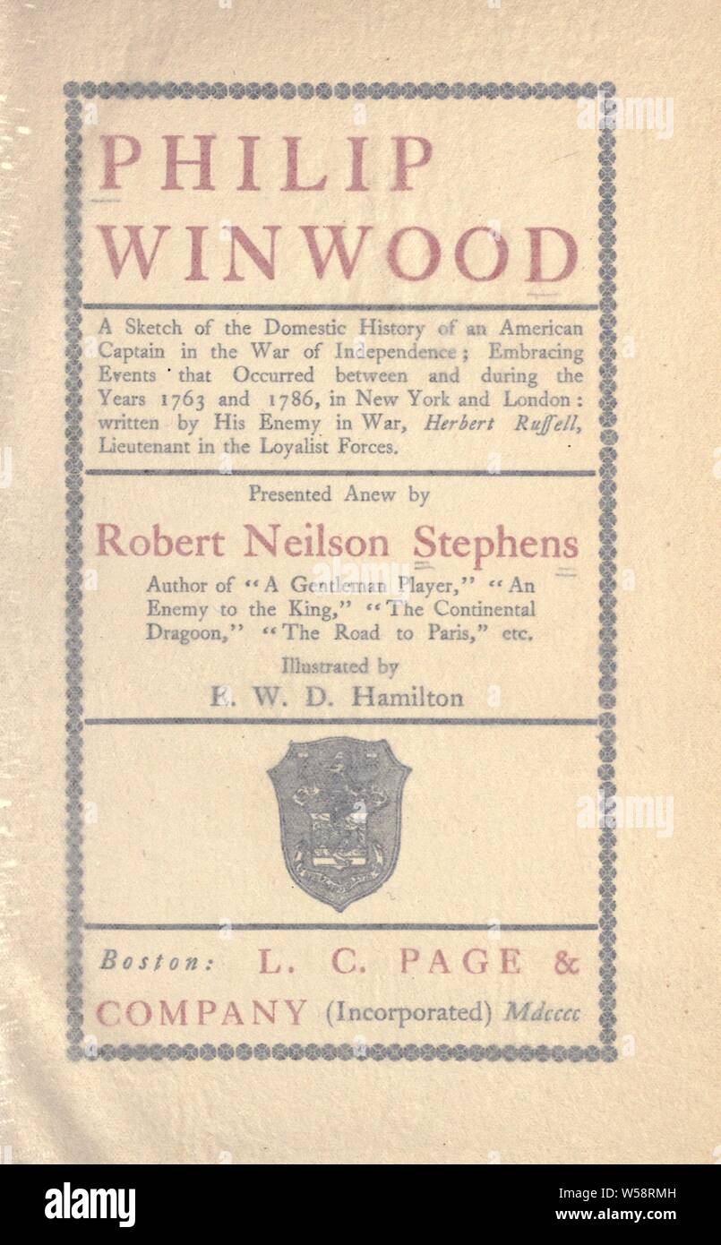 Philip Winwood; a sketch of the domestic history of an American captain ...