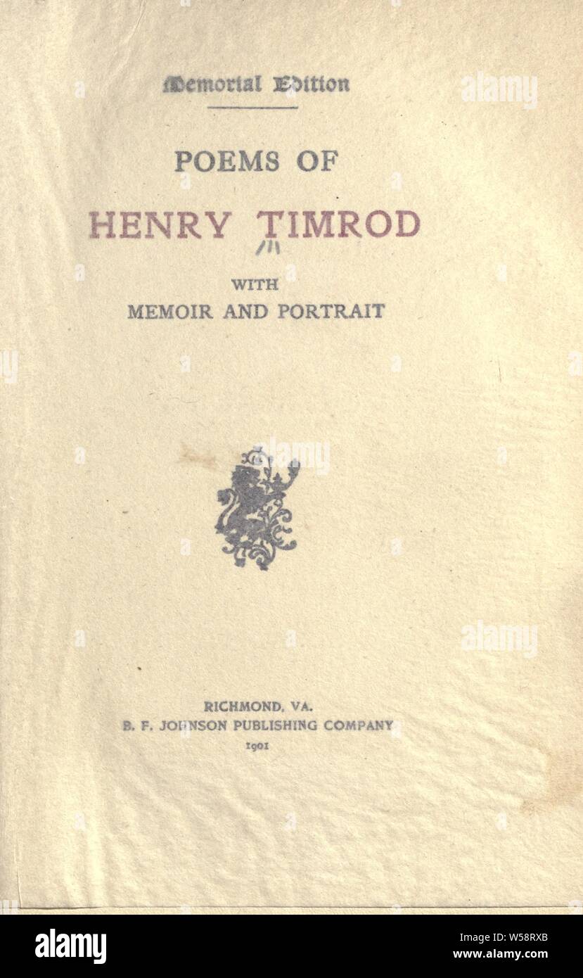 Henry timrod hi-res stock photography and images - Alamy