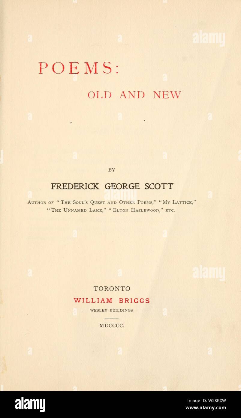 Poems: old and new : Scott, Frederick George, 1861 Stock Photo - Alamy