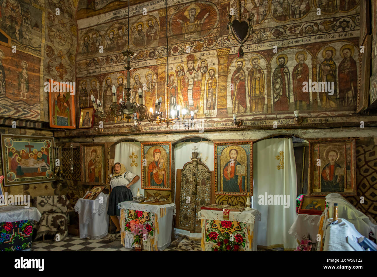 Inside Wooden Church of the Holy Paraschiva, Desesti, Maramures ...