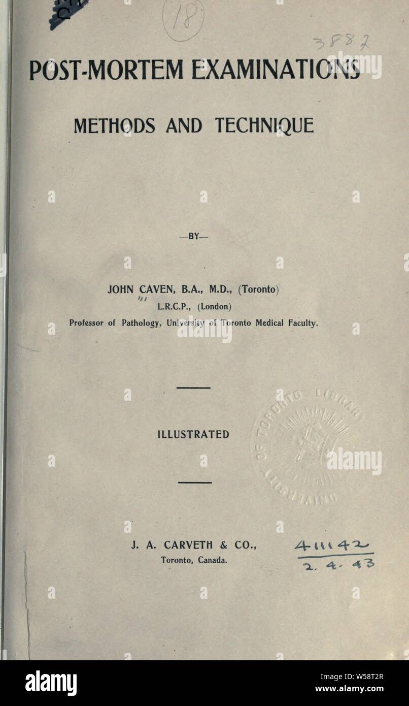 Post-mortem examinations, methods and technique : Caven, John Stock ...