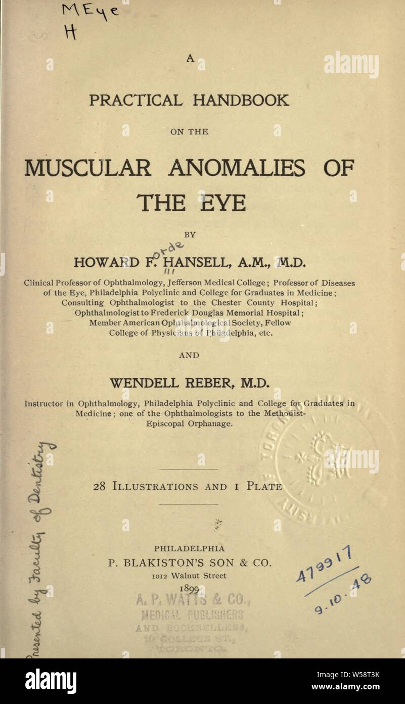 A practical handbook on the muscular anomalies of the eye; : Hansell ...