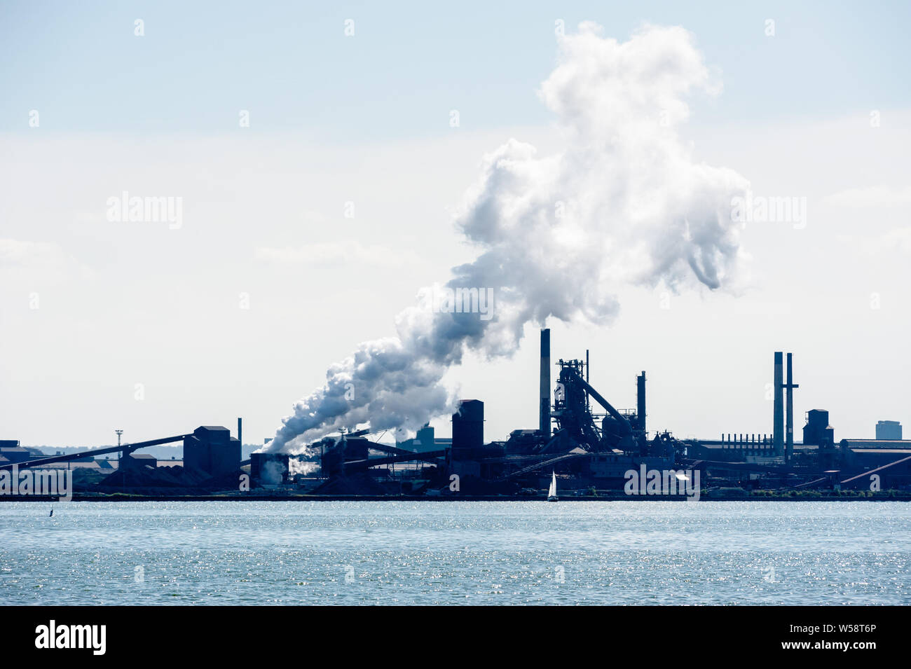 HAMILTON, ONTARIO, CANADA - SEPTEMBER 23, 2018: A large plume of steam ...