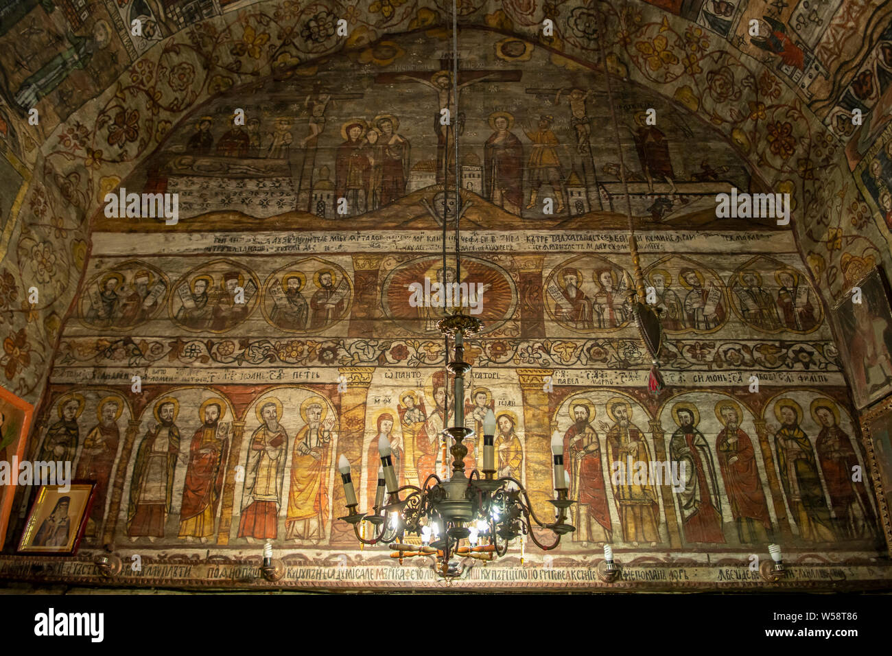 Painted Wall in Wooden Church of the Holy Paraschiva, Desesti ...