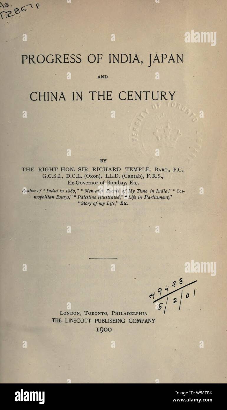 Progress of India, Japan and China in the century : Temple, Richard ...