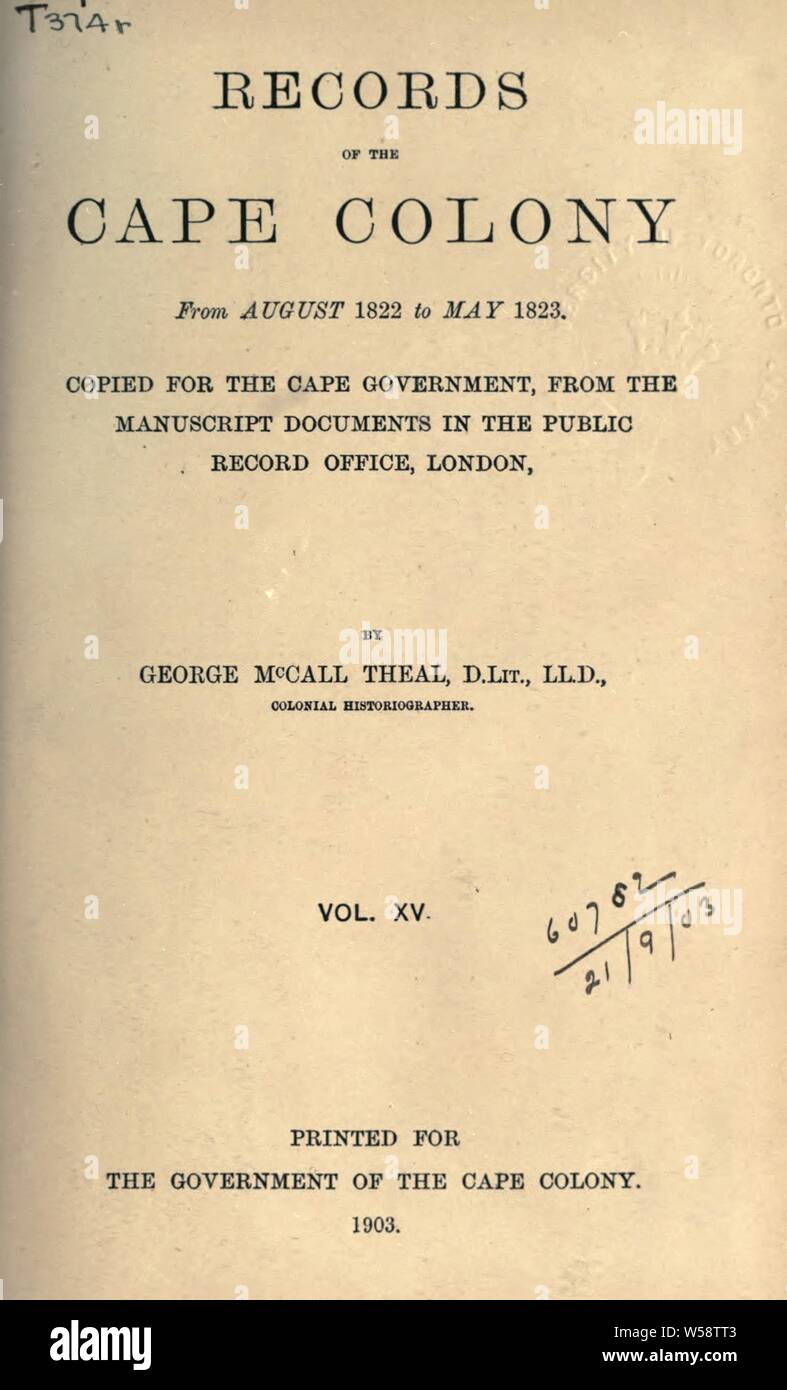 Records of the Cape Colony 1793-1831 copied for the Cape government ...