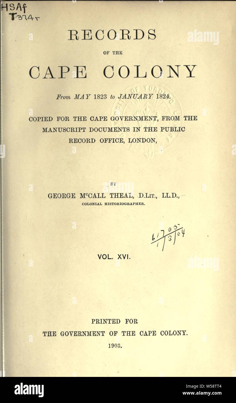 Records of the Cape Colony 1793-1831 copied for the Cape government ...