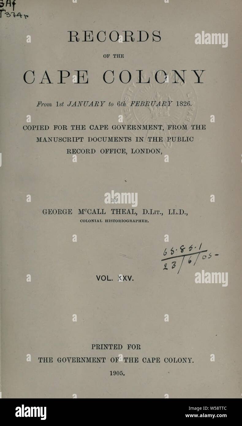 Records of the Cape Colony 1793-1831 copied for the Cape government ...