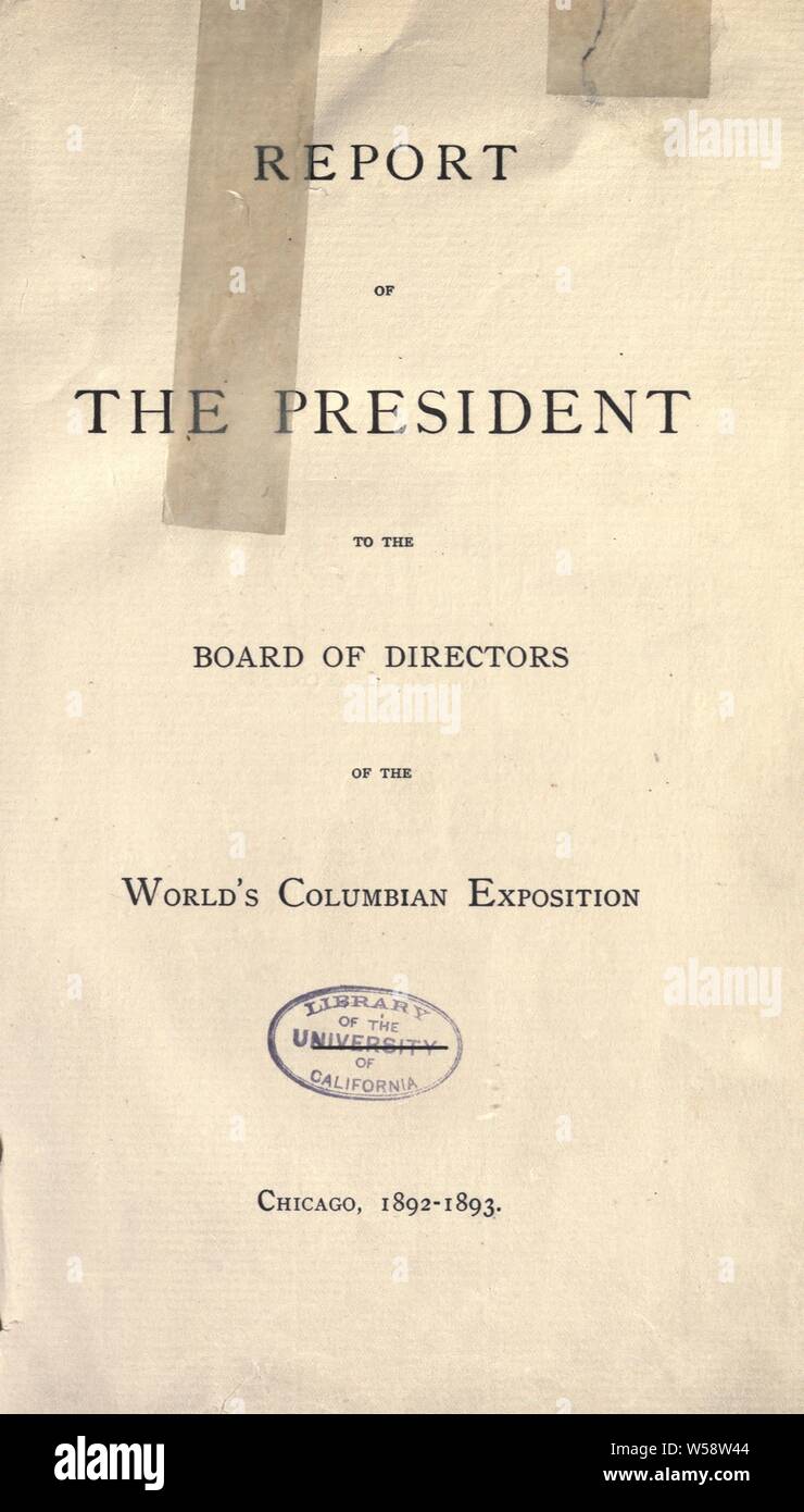 Chicago exposition report hi-res stock photography and images - Alamy