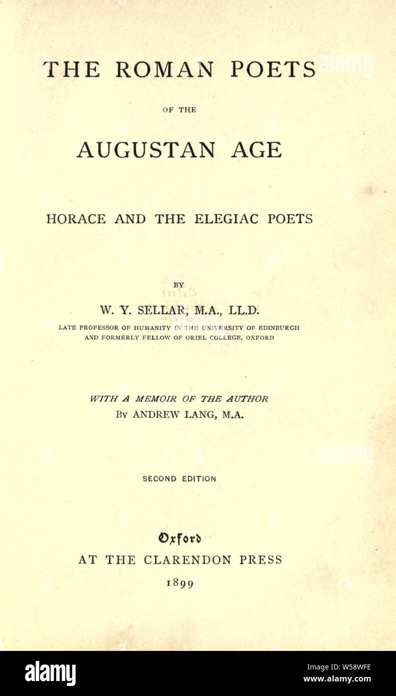 The Roman poets of the Augustan age: Horace and the elegiac poets ...