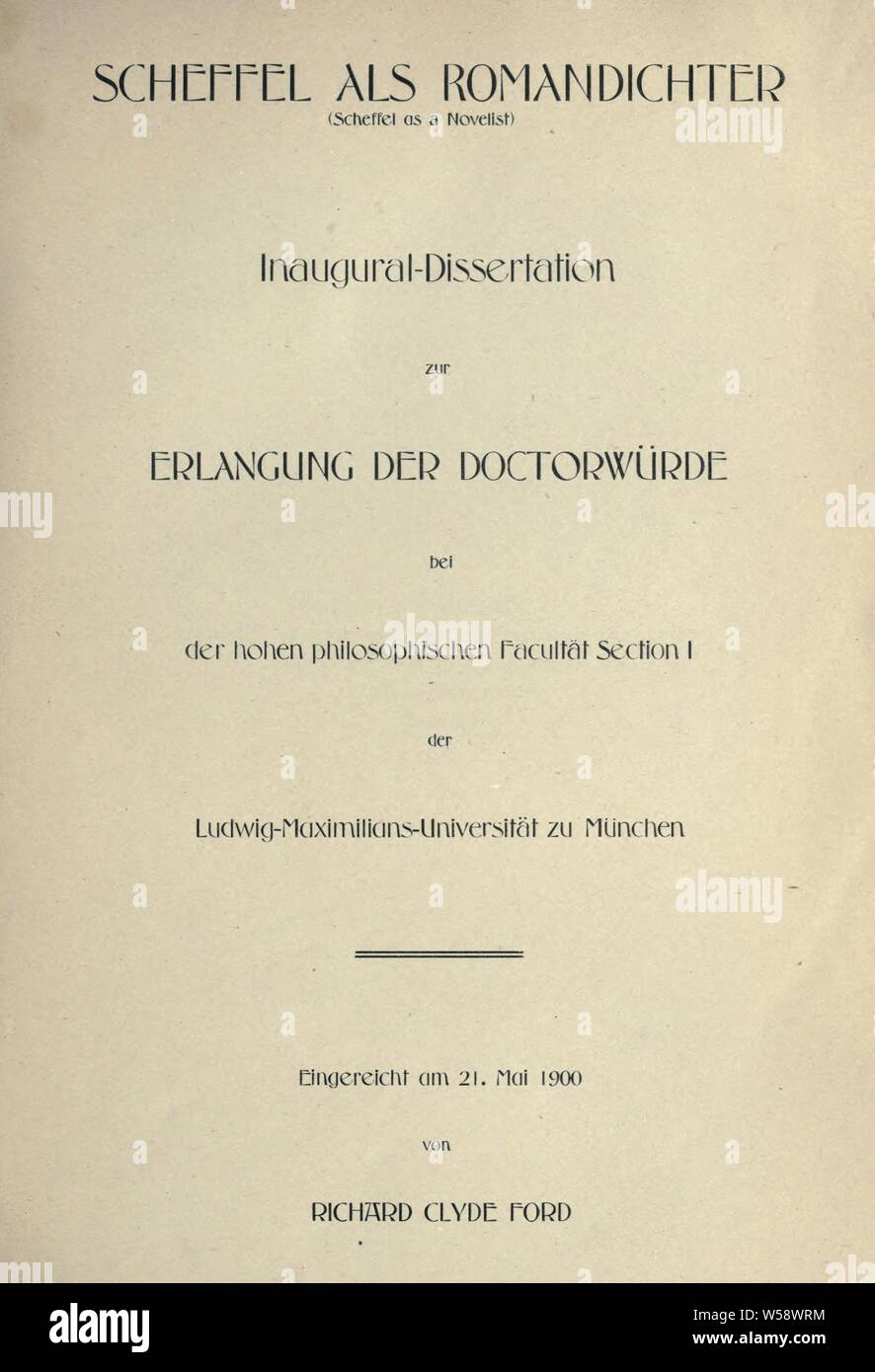 Scheffel als Romandichter. (Scheffel as a novelist) : Ford, R. Clyde ...