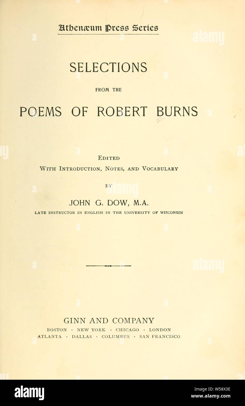 Robert burns poems hi-res stock photography and images - Alamy