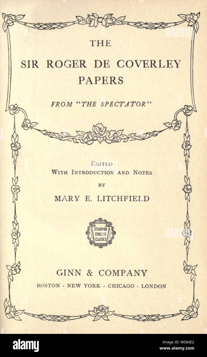 Sir roger de coverley papers hi-res stock photography and images - Alamy