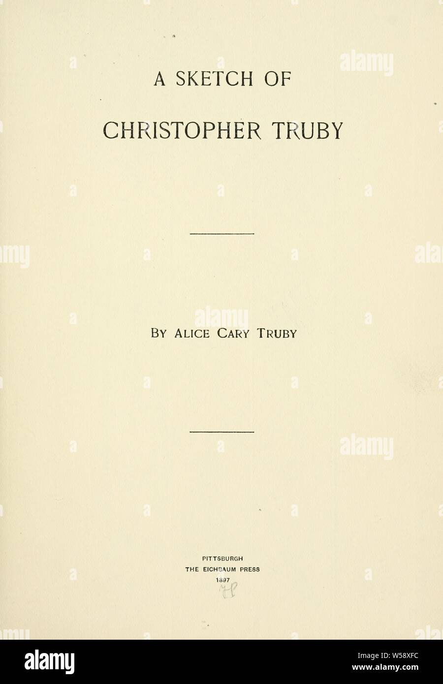 A sketch of Christopher Truby : Truby, Alice Cary Stock Photo - Alamy