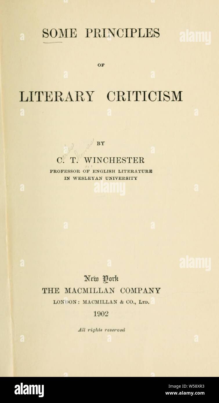 Some principles of literary criticism : Winchester, C. T. (Caleb Thomas ...