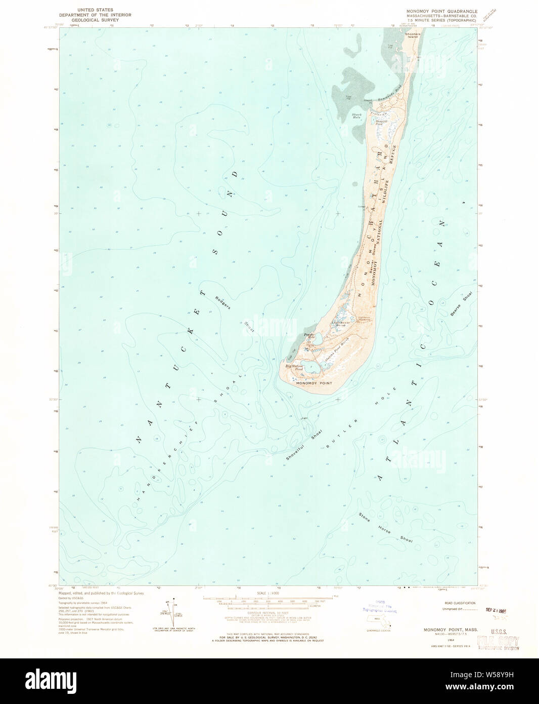 Massachusetts USGS Historical Topo Map MA Monomoy Point 350301 1964 ...