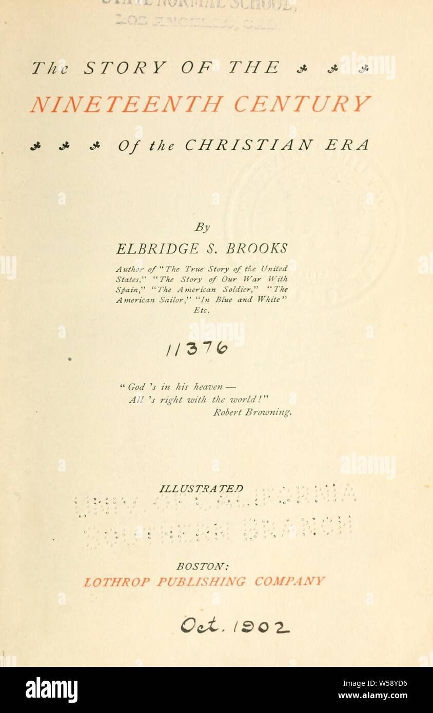 The story of the nineteenth century of the Christian era : Brooks ...