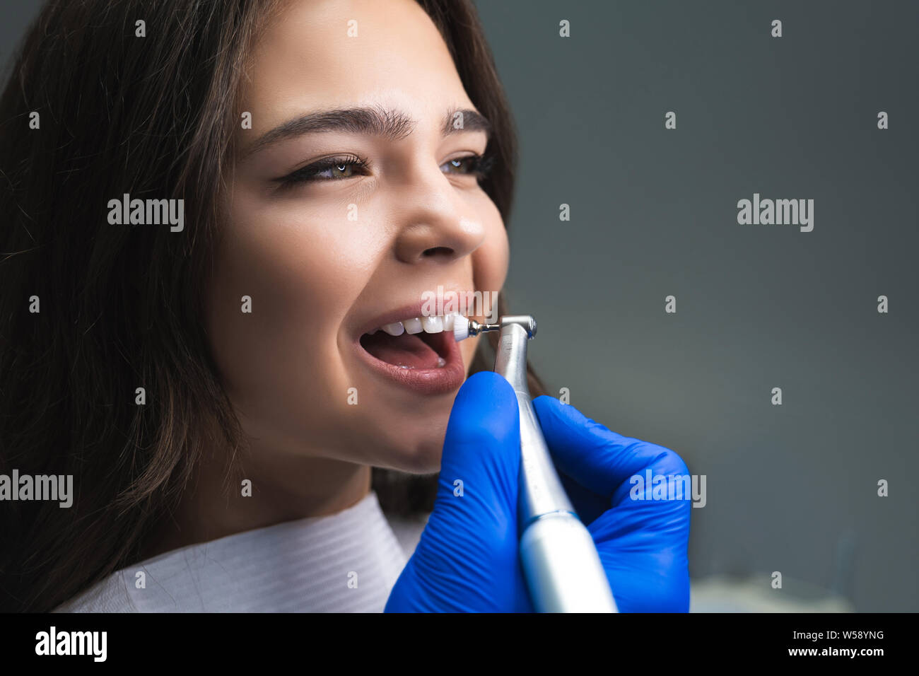 process of using dental brush as a stage of professional dental ...