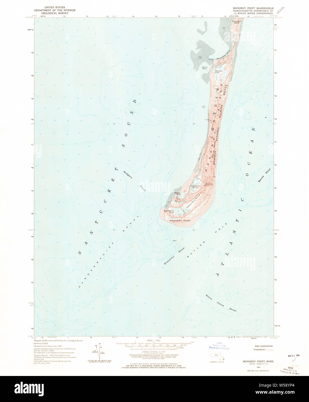 Massachusetts USGS Historical Topo Map MA Monomoy Point 350302 1964 ...