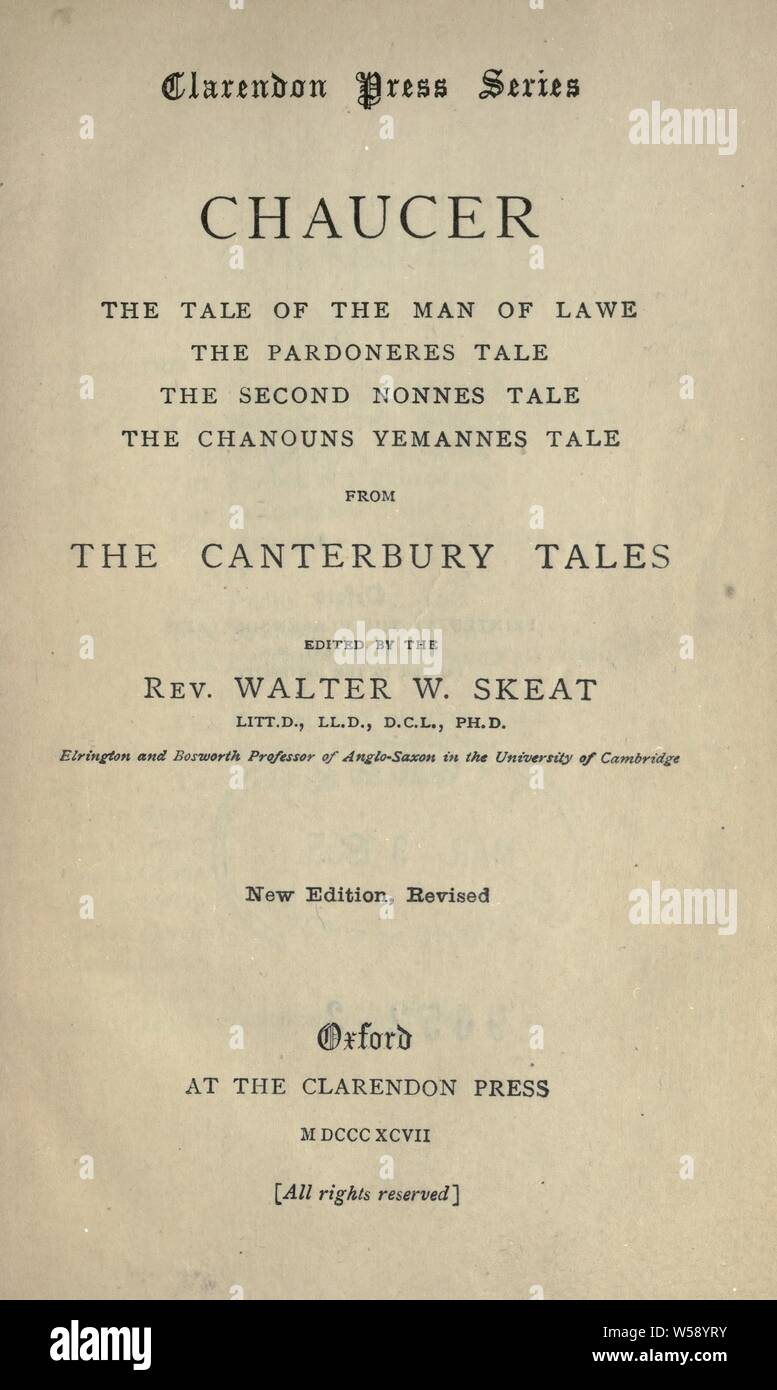 Walter skeat the canterbury tales hi-res stock photography and images ...