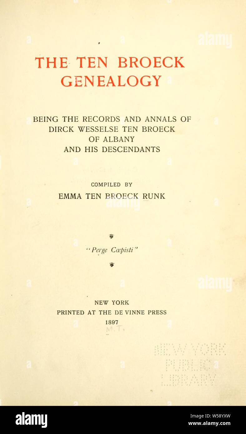 Ten broeck genealogy hi-res stock photography and images - Alamy