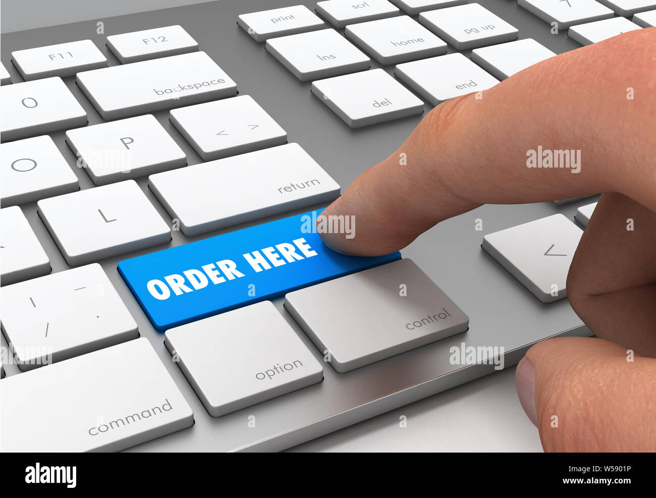 order here push button concept 3d illustration isolated Stock Photo - Alamy