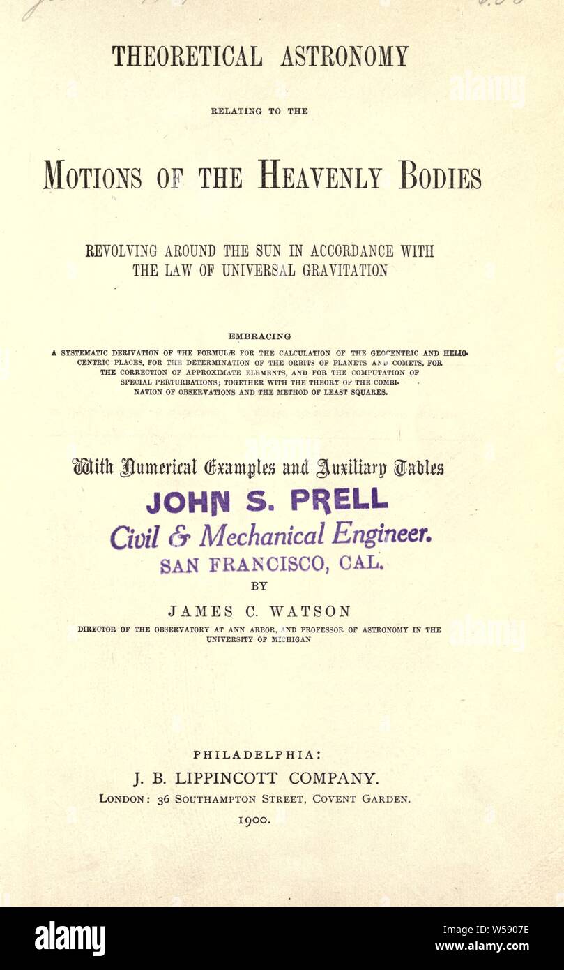 Theoretical astronomy, relating to the motions of the heavenly bodies ...