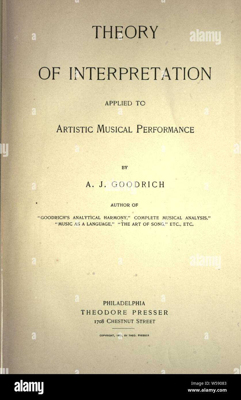 Theory of interpretation applied to artistic musical performance ...