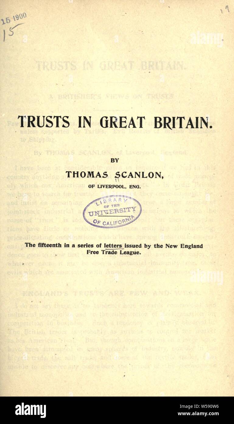 Trusts in Great Britain : Scanlon, Thomas Stock Photo - Alamy