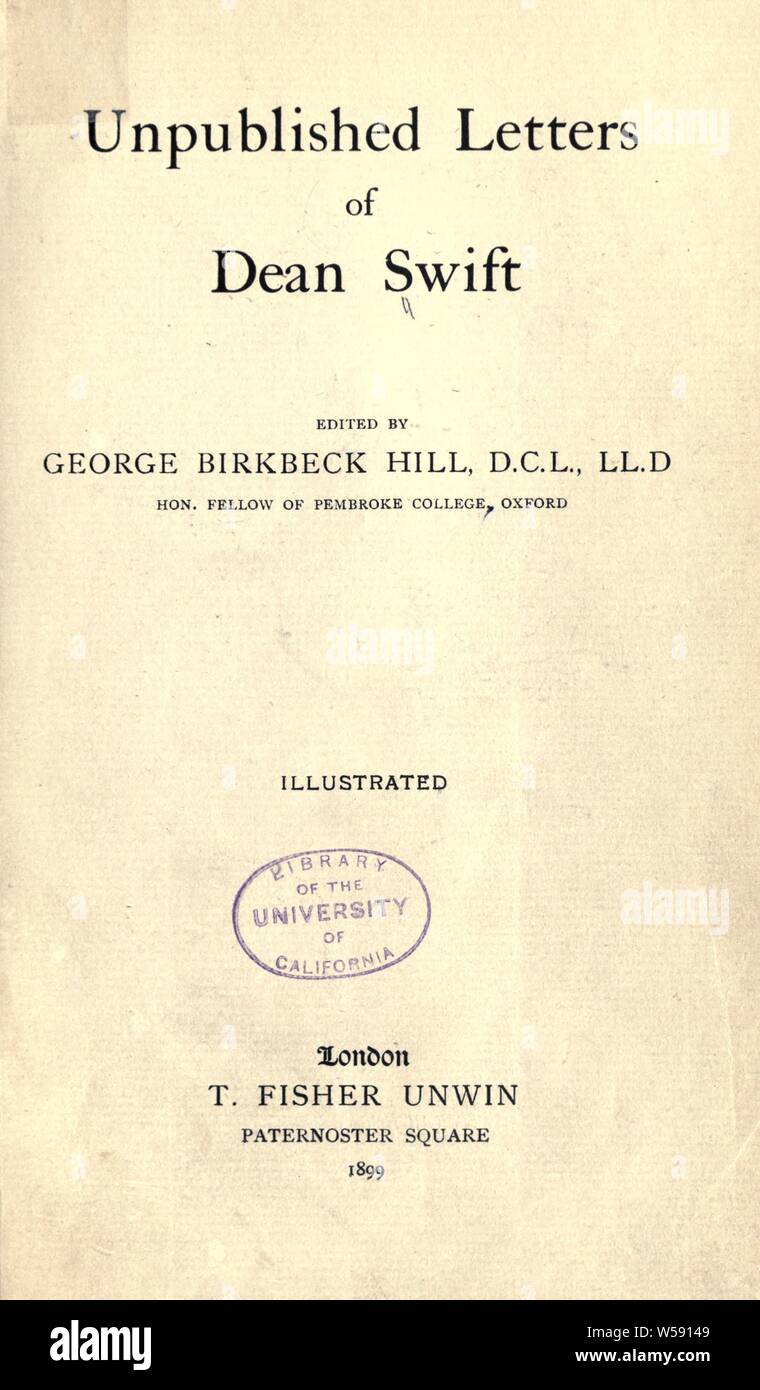 Jonathan swift letters hi-res stock photography and images - Alamy