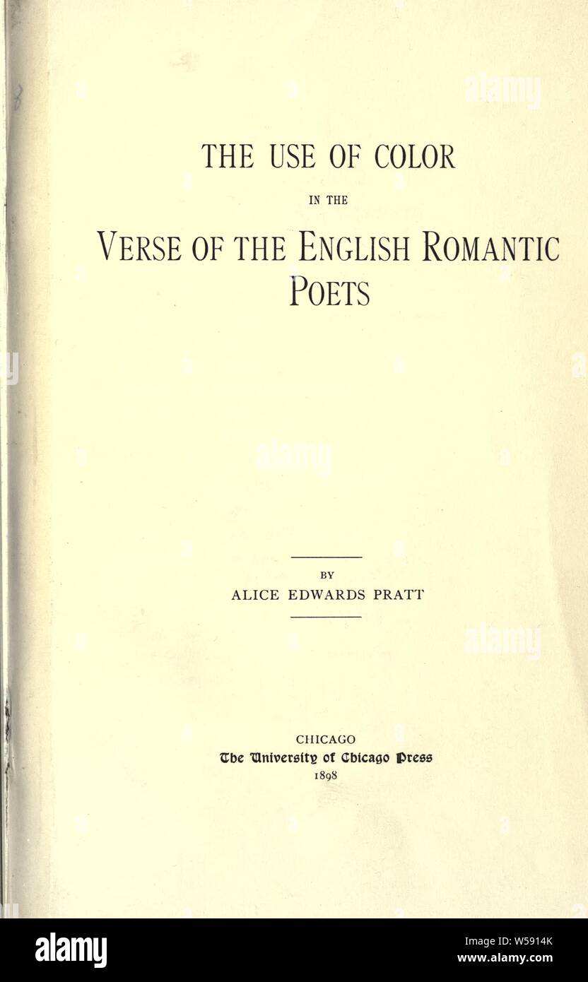 The use of color in the verse of the English romantic poets : Pratt ...