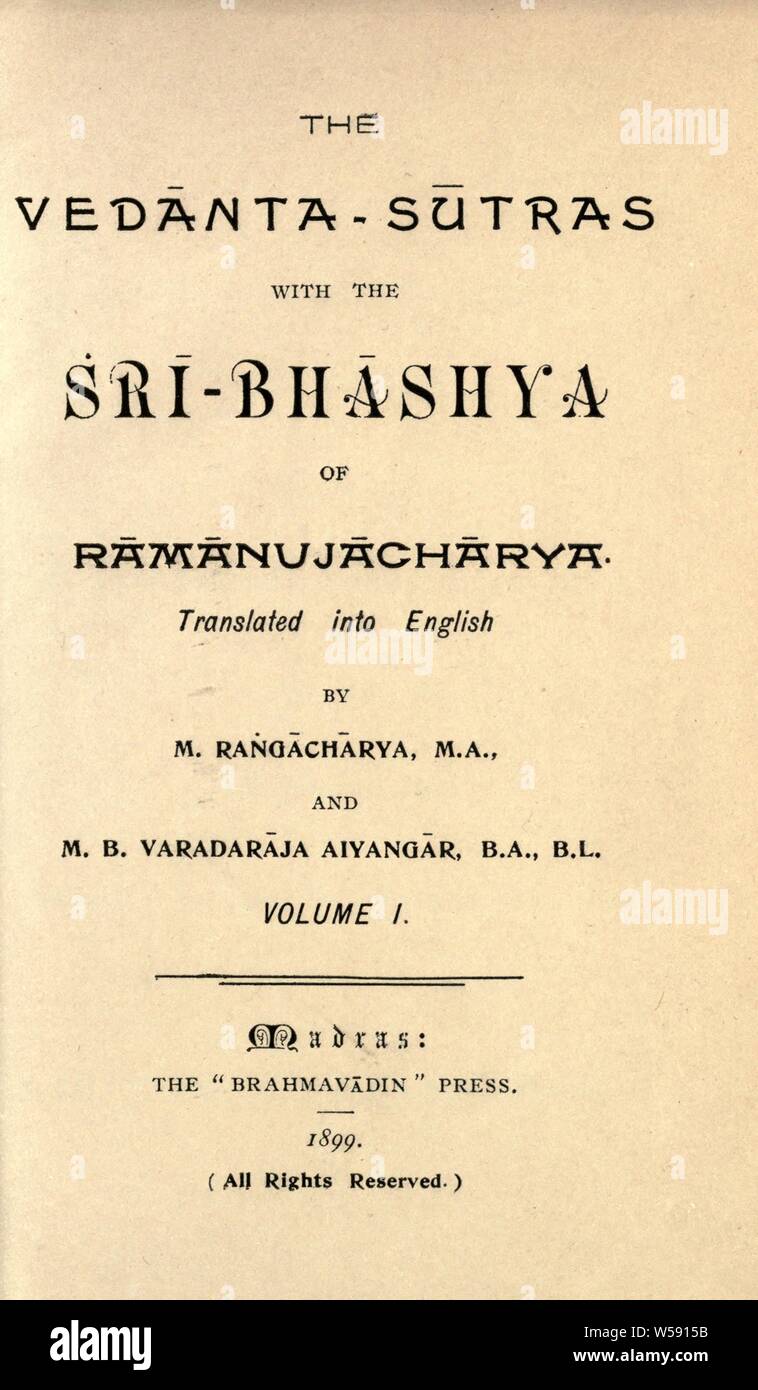 The Vedanta-sutras, with the Sri-bhashya of Ramanujacharya ...