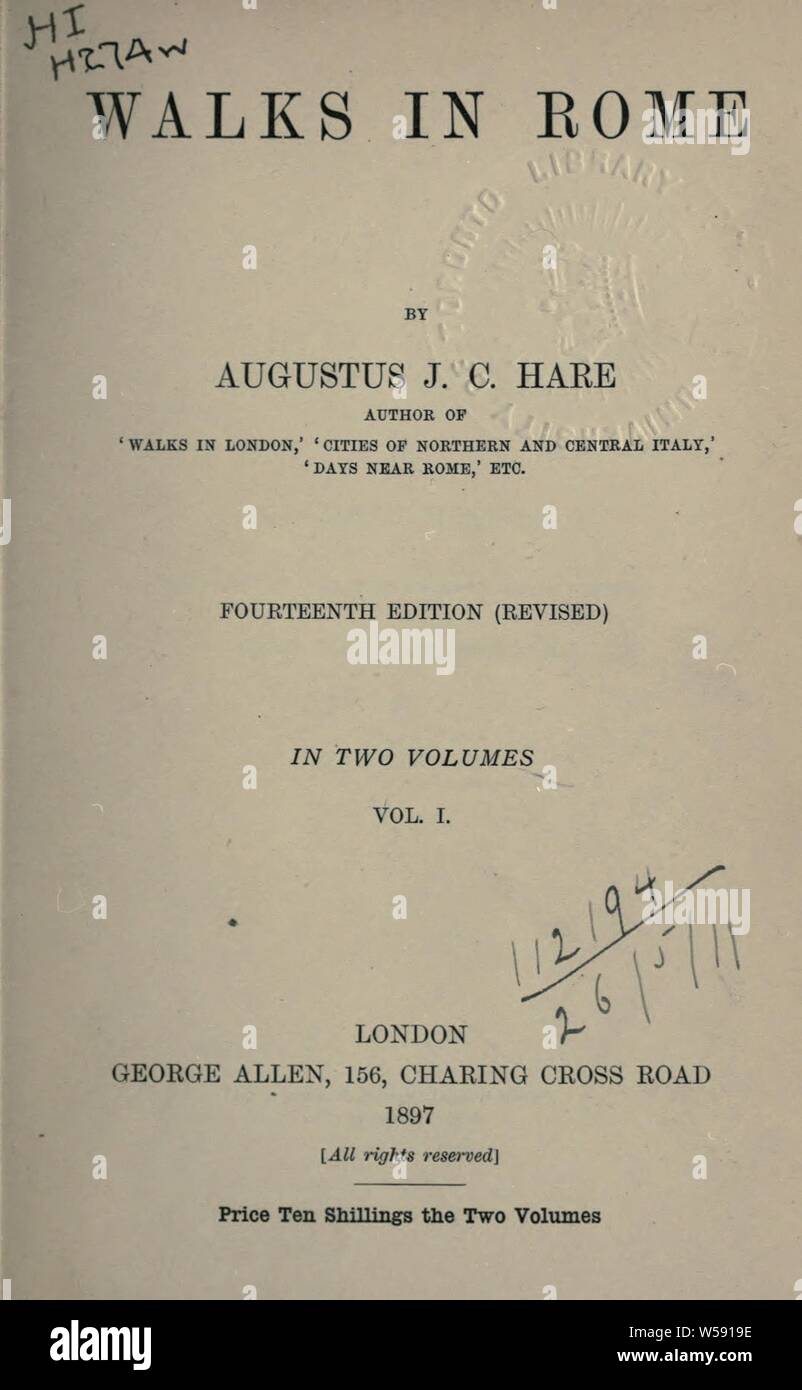 Walks in Rome : Hare, Augustus J. C. (Augustus John Cuthbert), 1834 ...