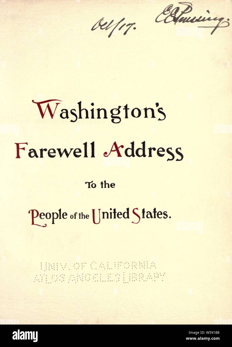 Washington's farewell address hi-res stock photography and images - Alamy